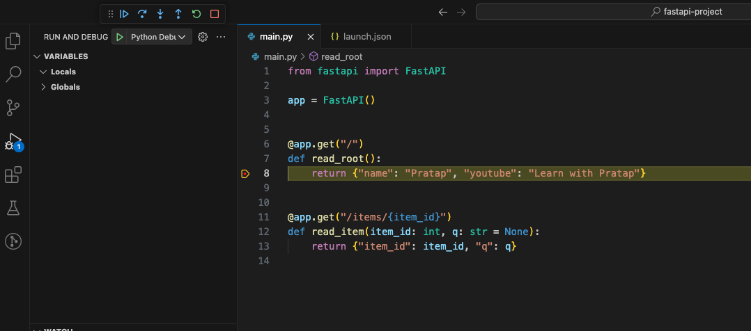 How to debug a python fastapi using vscode – Pratap Sharma